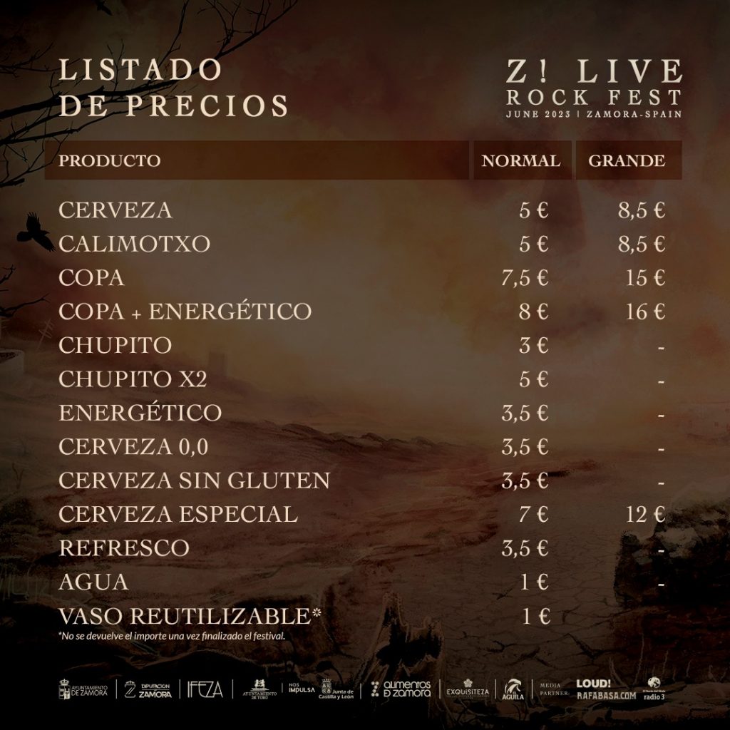 Z! Live Rock Fest 2023 publica el listado de precios de las consumiciones | Metal Journal