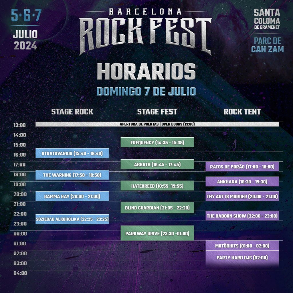 Barcelona Rock Fest 2024 publica los horarios actualizados y un cambio en su cartel | Metal Journal